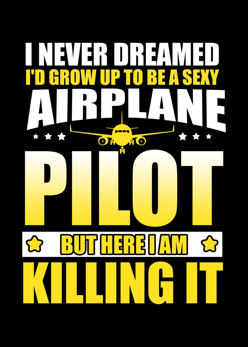 'Funny Airplane Pilot' Poster, picture, metal print, paint by ...