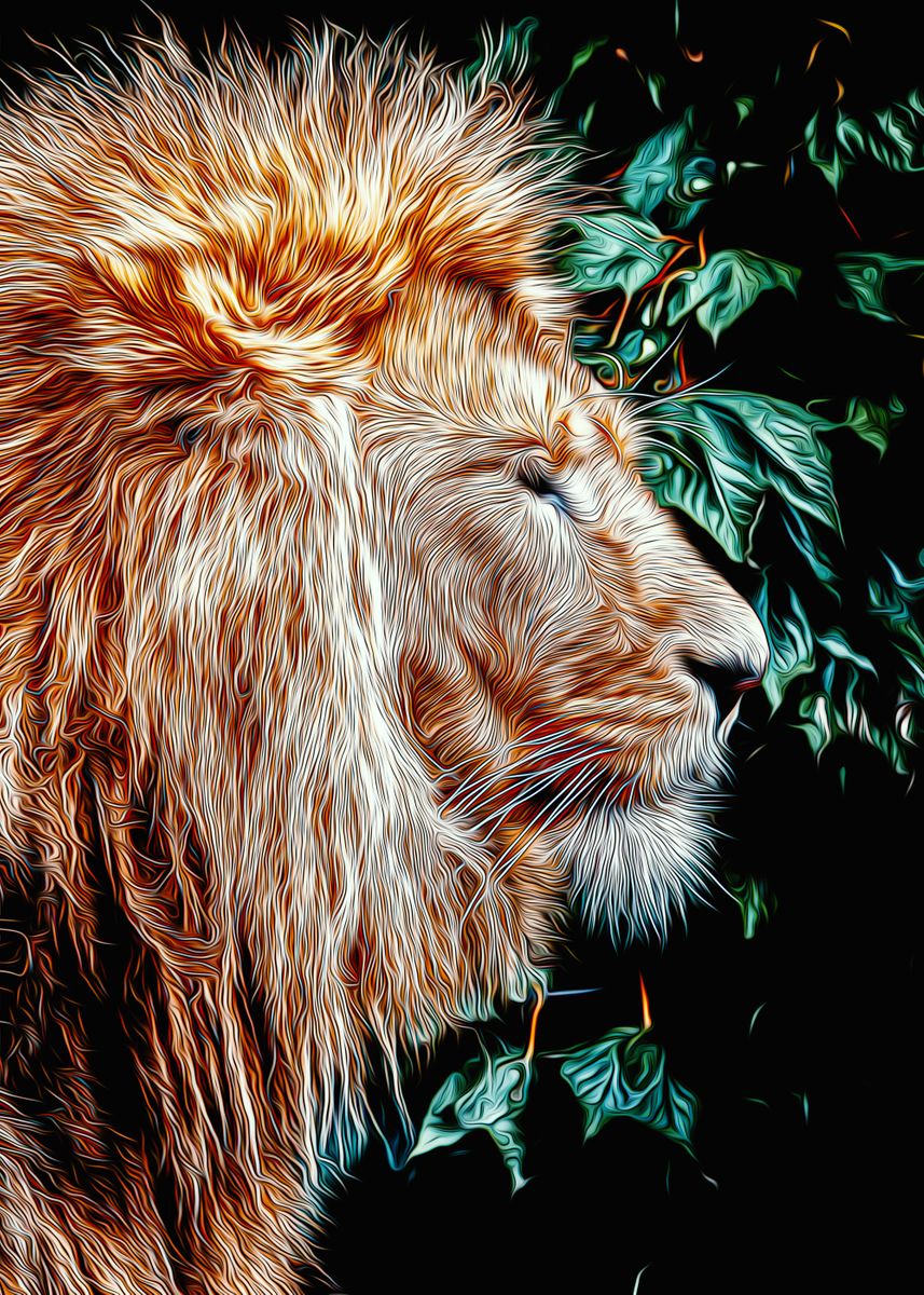 'Lion' Poster, picture, metal print, paint by Tiker Arts | Displate