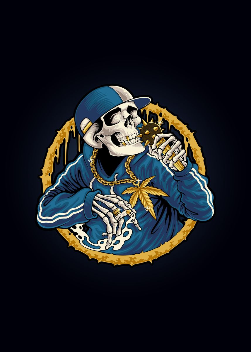 'rap skull mascot' Poster, picture, metal print, paint by DianeFFlower ...