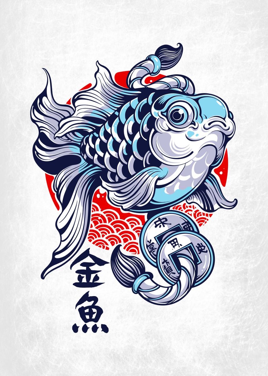 'Fish Japan' Poster, picture, metal print, paint by Faissal Thomas ...