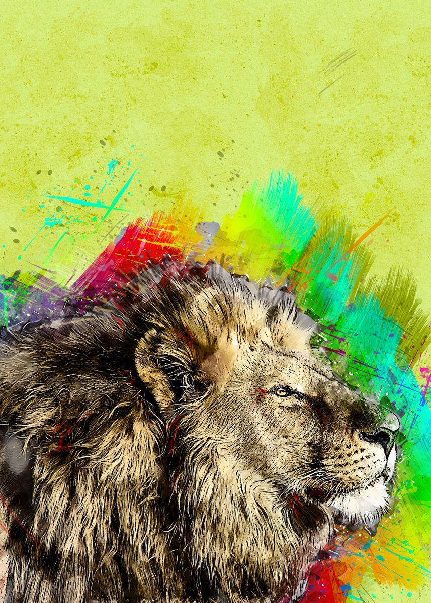 'Lion 233' Poster, picture, metal print, paint by TaTu Art | Displate