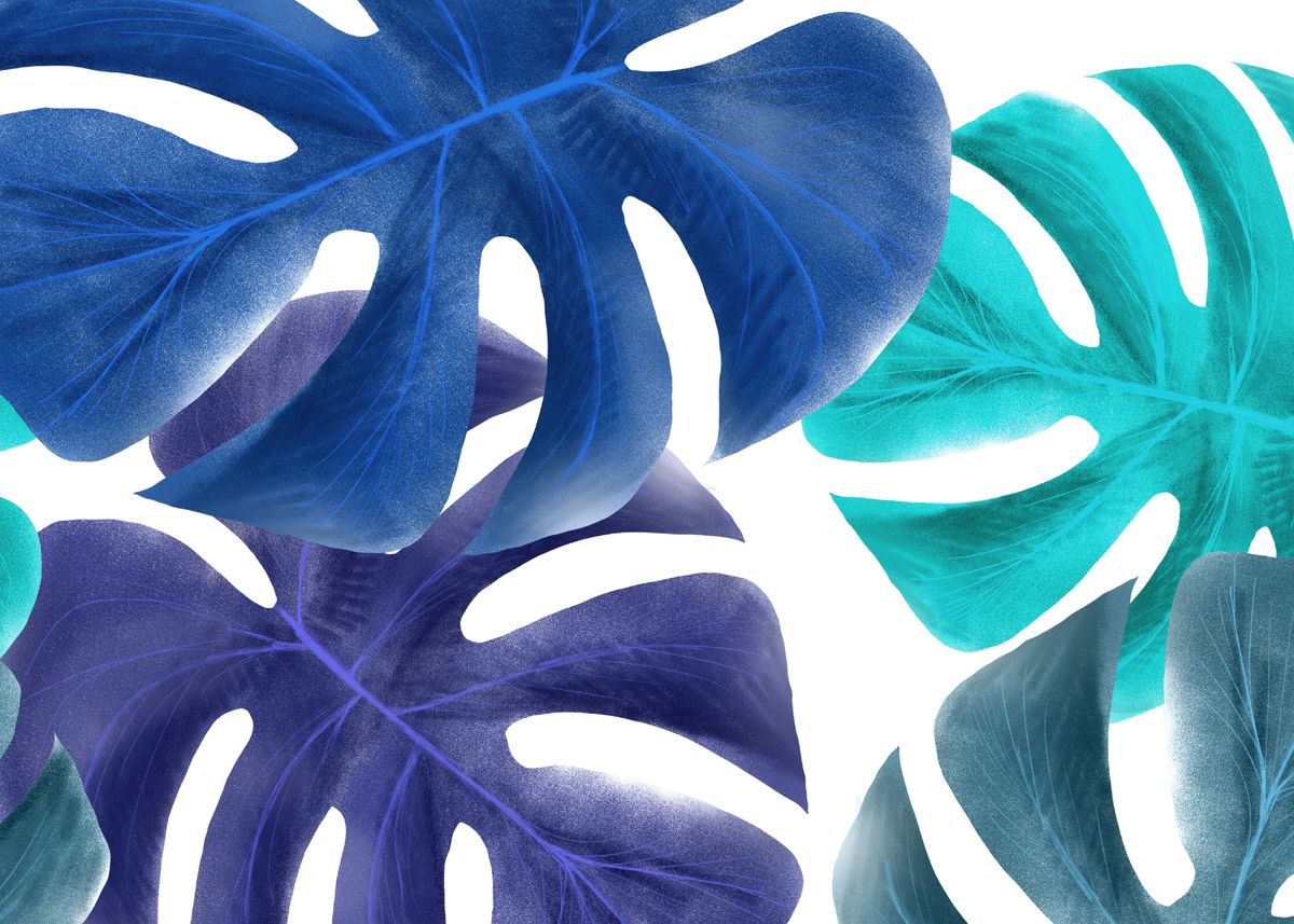 'blue green monstera ' Poster by The Diamond | Displate