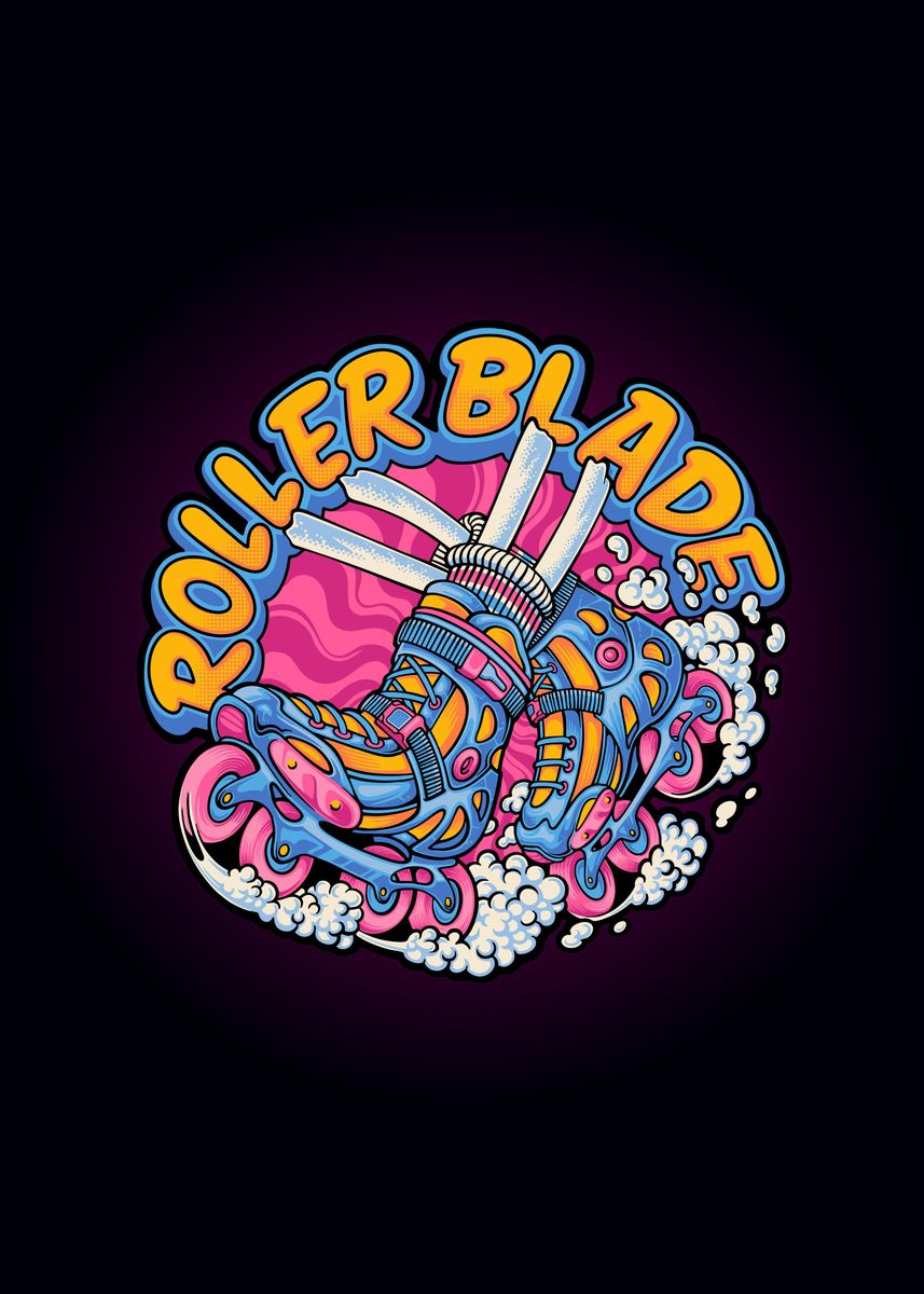 'roller blade' Poster, picture, metal print, paint by DianeFFlower ...