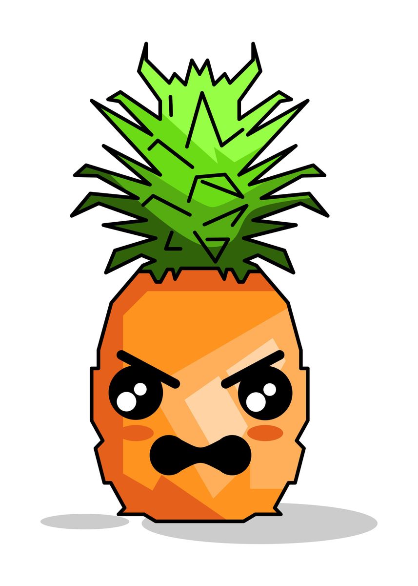 'Emoticon Pineapple Angry' Poster, picture, metal print, paint by Rizky ...
