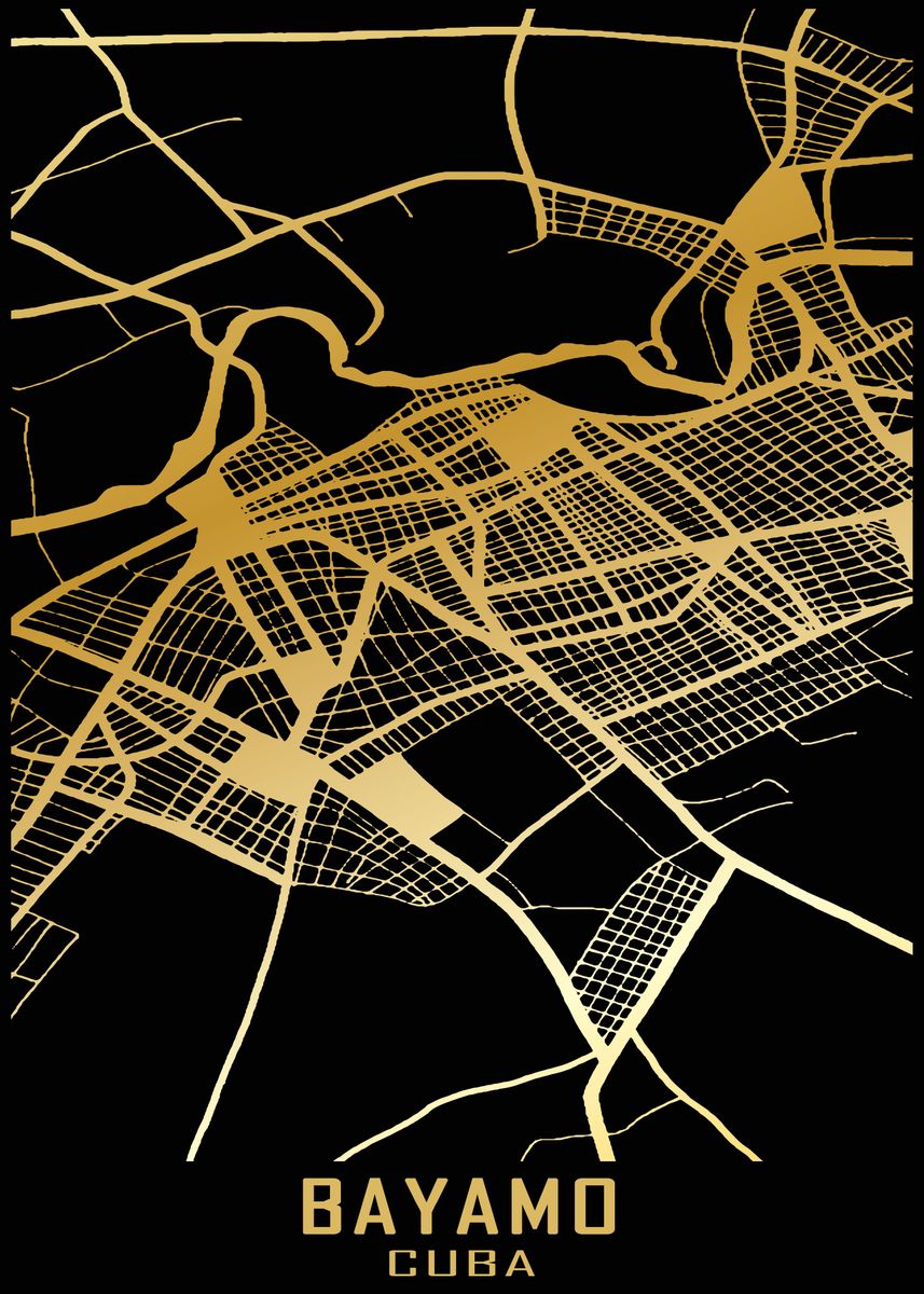 'Bayamo Cuba City Map' Poster, picture, metal print, paint by ...