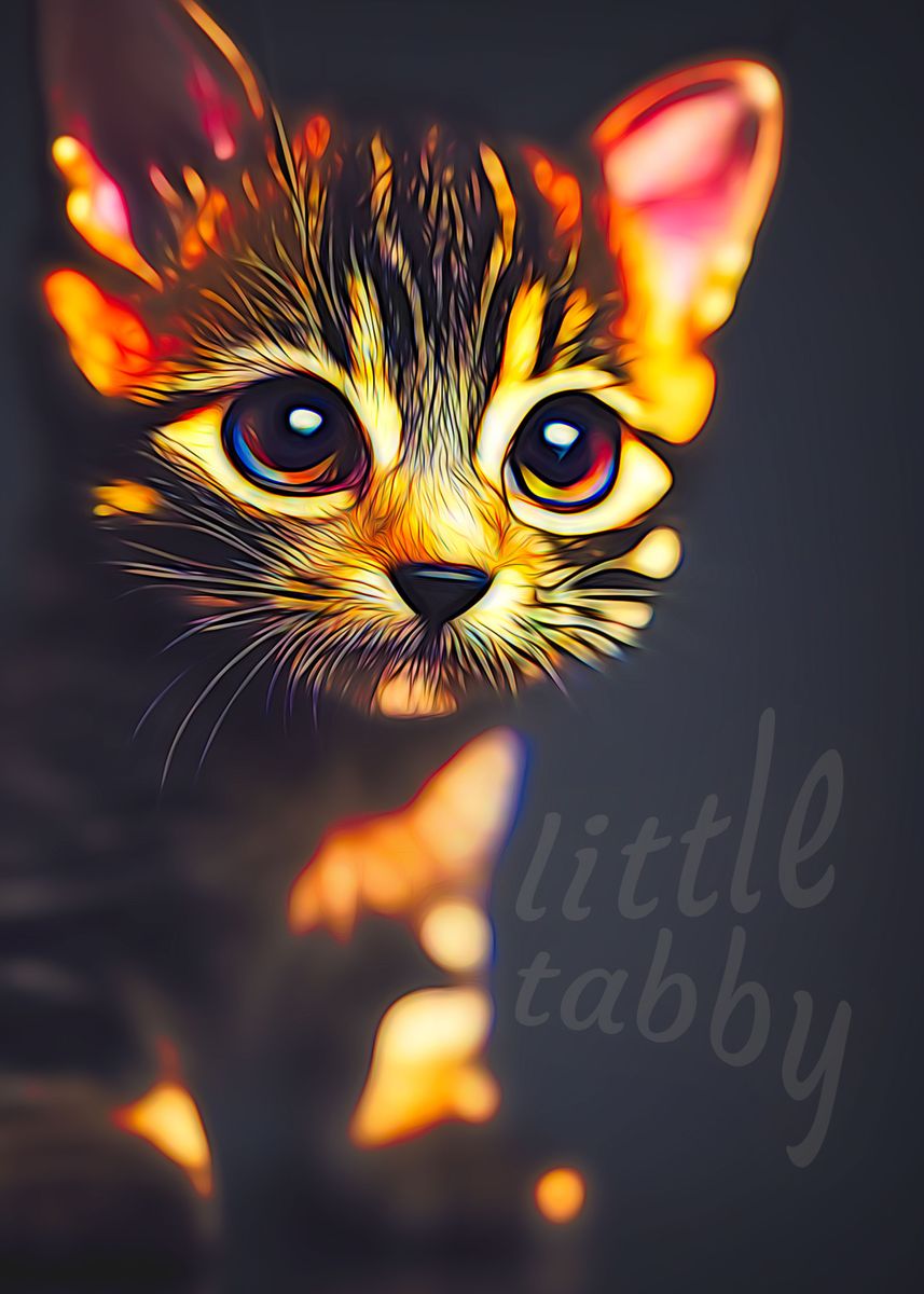 'Little Tabby' Poster, picture, metal print, paint by Armstrong | Displate
