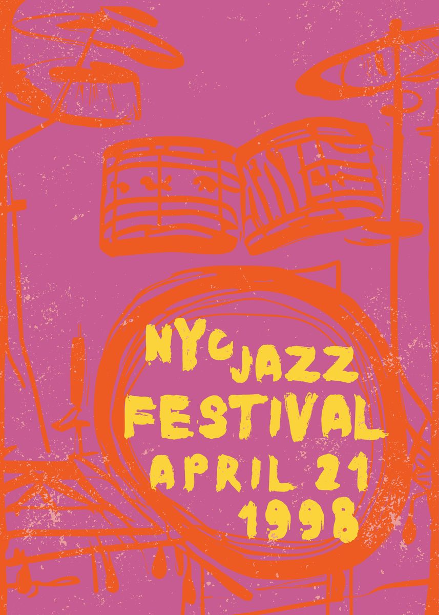 'New York City Jazz Poster' Poster, picture, metal print, paint by BluePinkPanther | Displate