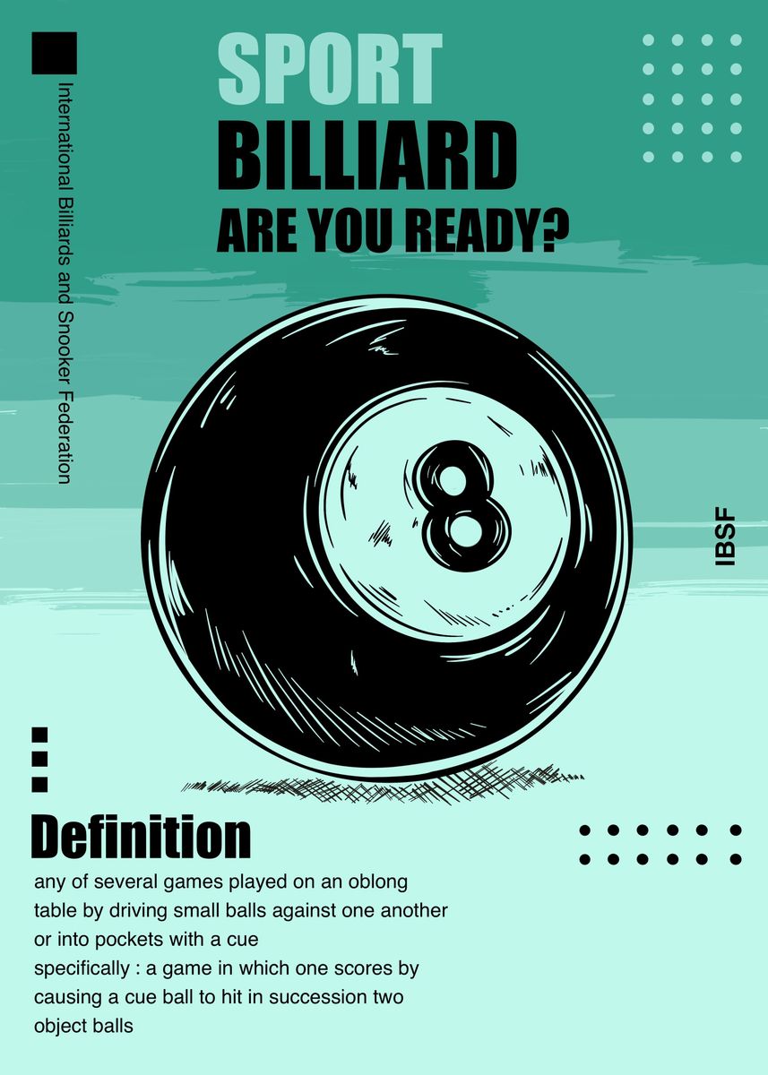 'Billiard' Poster, picture, metal print, paint by Magic Apes | Displate