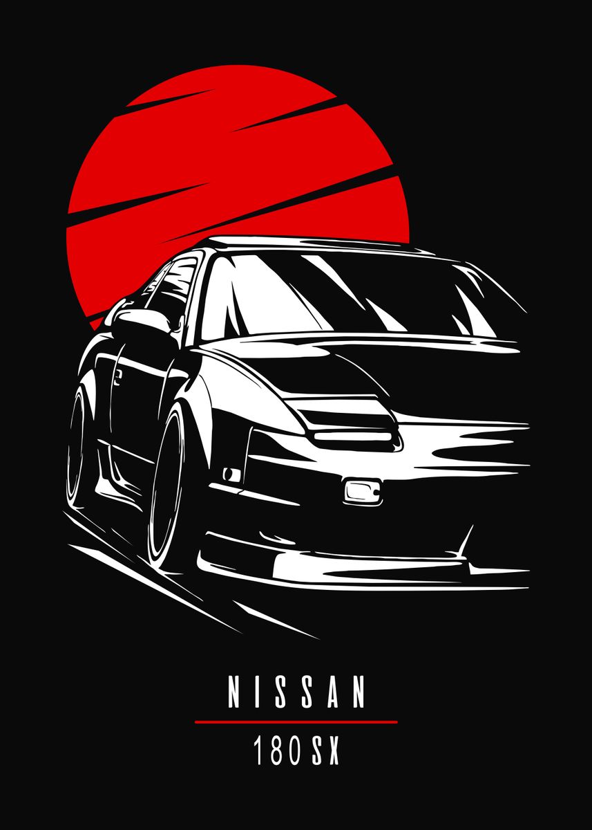 'Nissan 180SX' Poster, picture, metal print, paint by Faissal Thomas ...