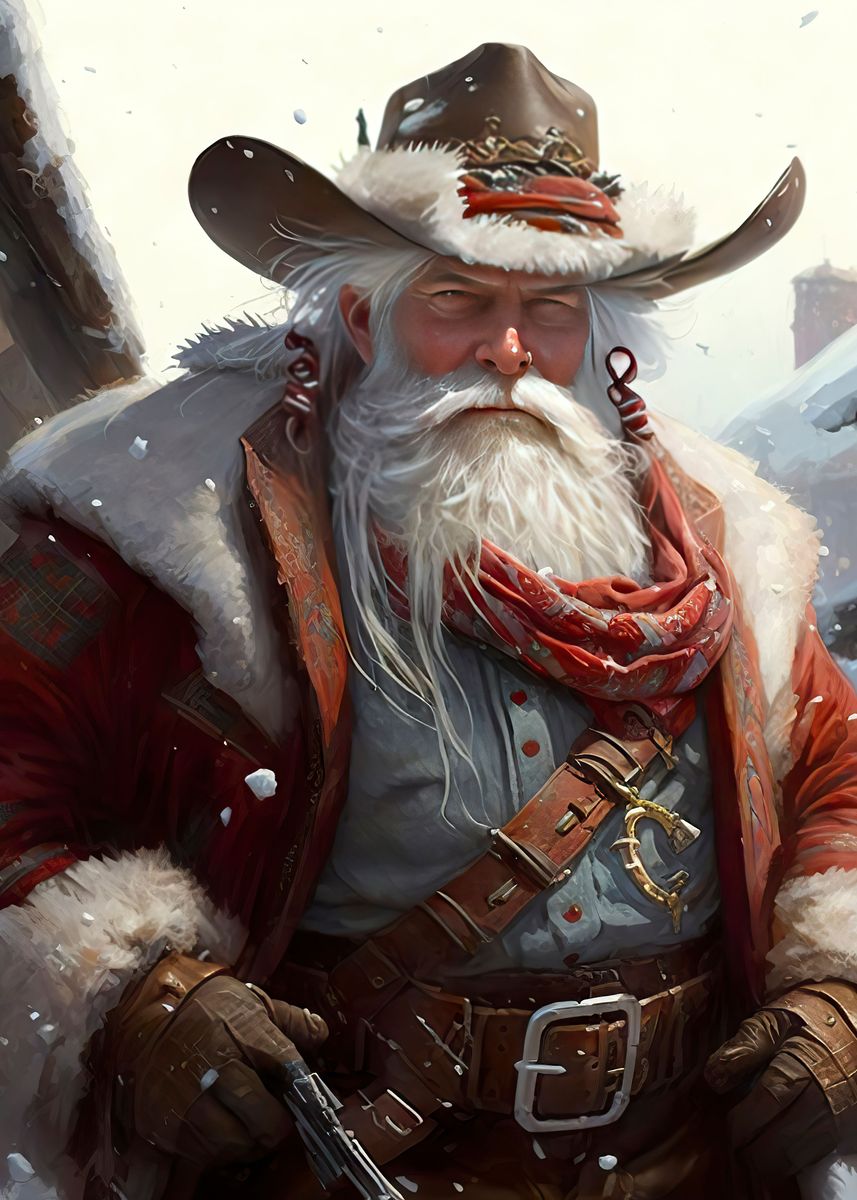 'Cowboy Santa' Poster, picture, metal print, paint by Stephen Schreck ...