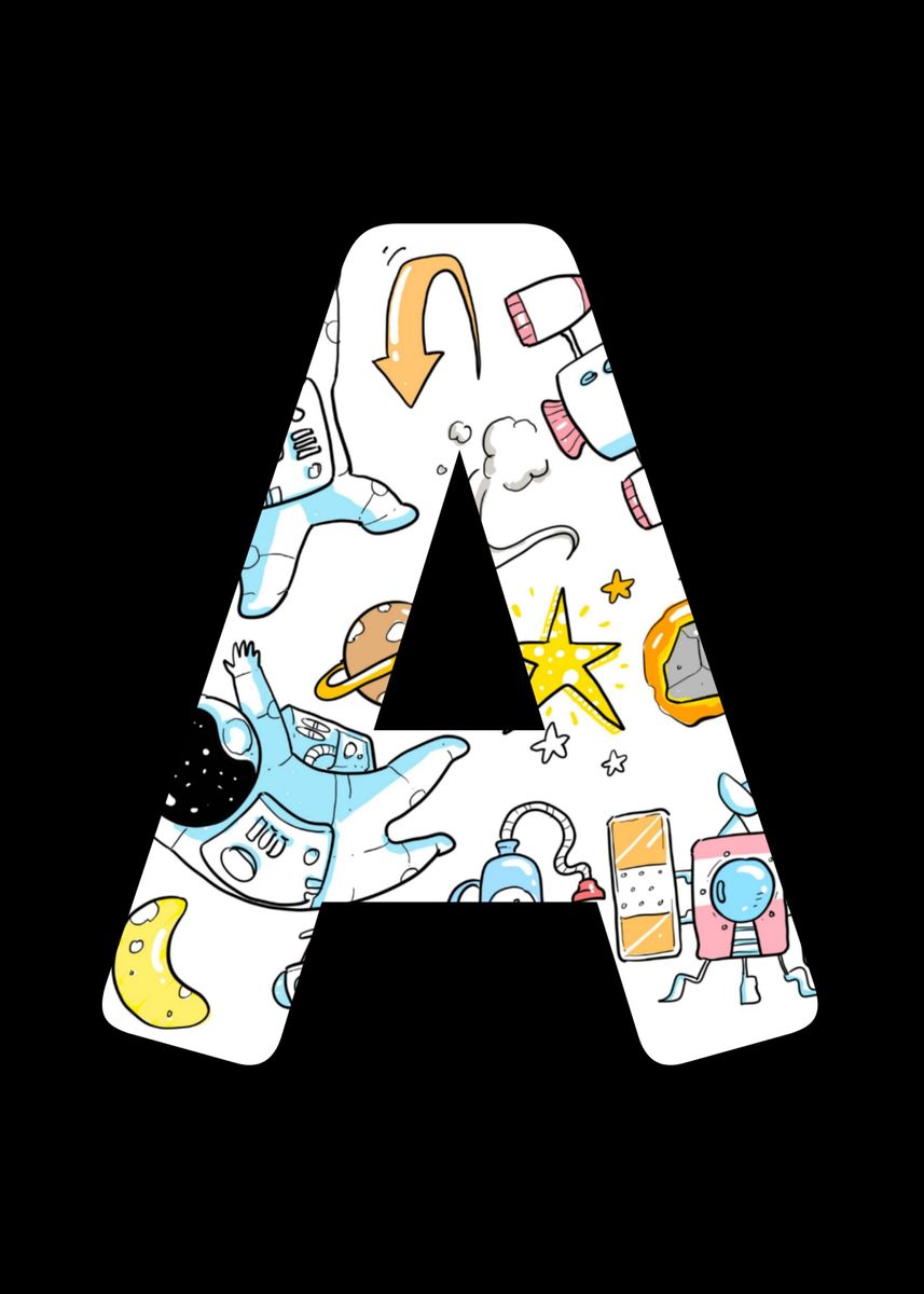 'Funny Alphabet A' Poster, picture, metal print, paint by Vicky ...