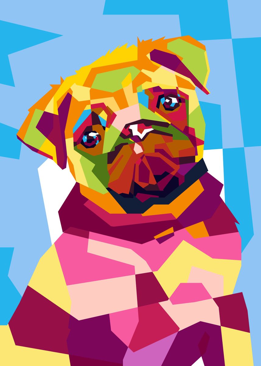 'Dog Geometric' Poster, picture, metal print, paint by rustamaji ...