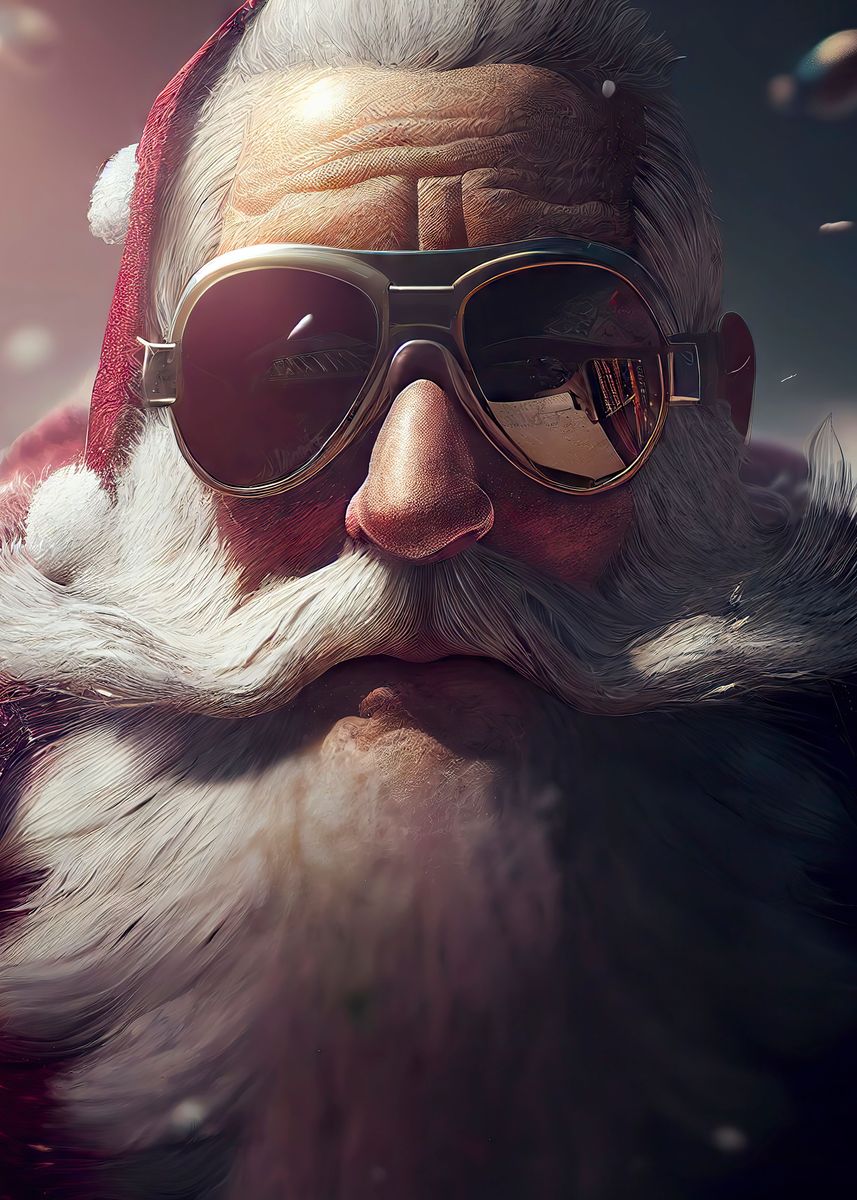 'Extreme Sports Santa' Poster, picture, metal print, paint by Stephen ...