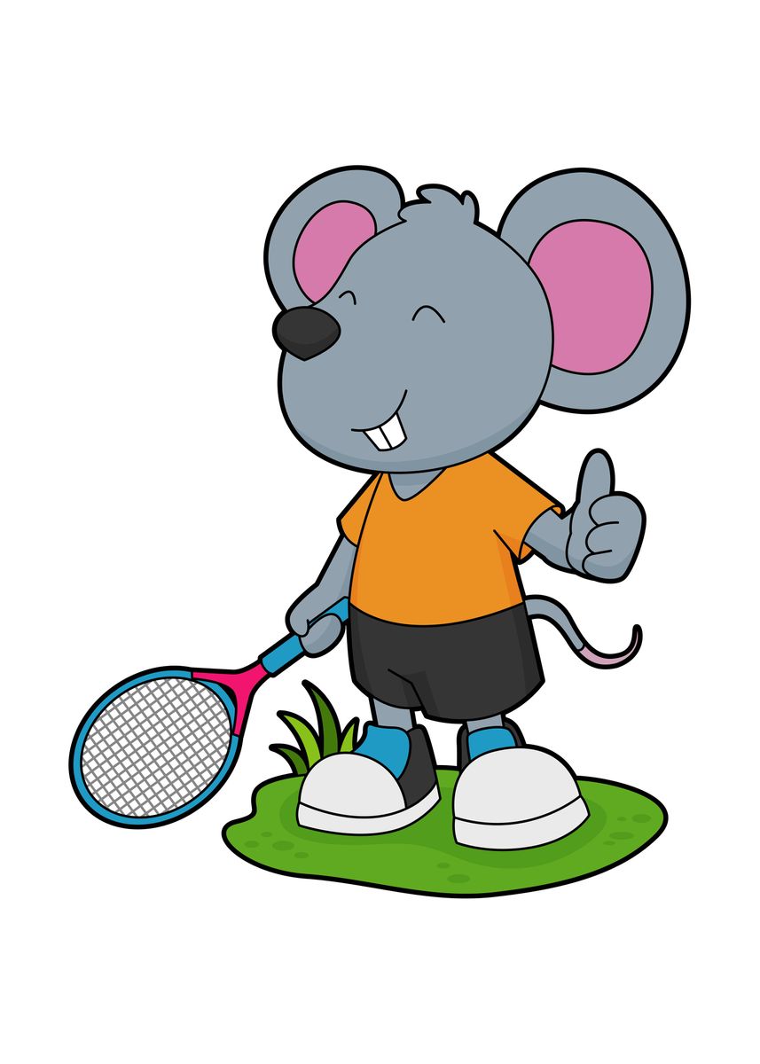 'Mouse Tennis Tennis racket' Poster, picture, metal print, paint by ...