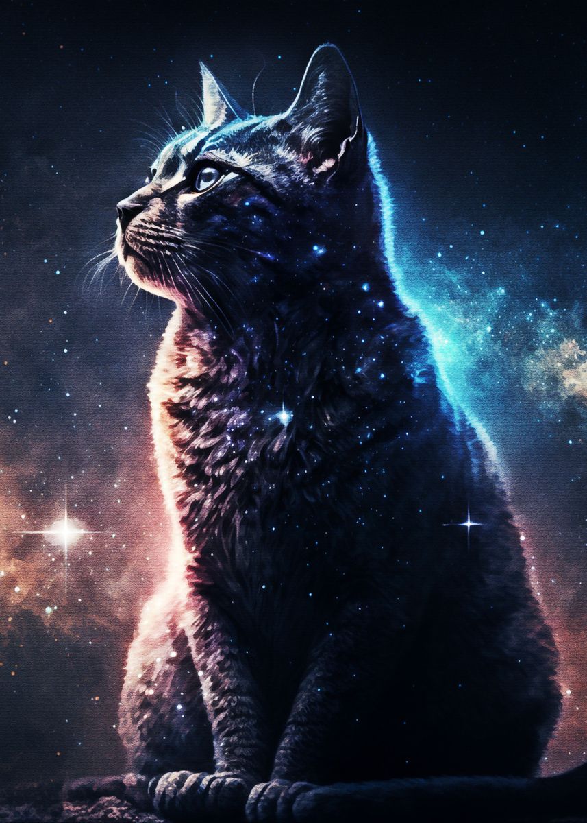 'Space Cat' Poster, picture, metal print, paint by Muh Asdar | Displate