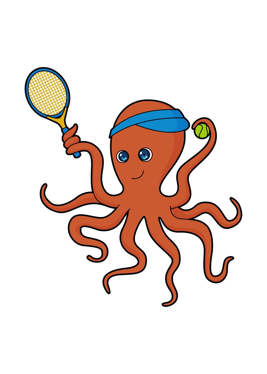 'Octopus Tennis Sports' Poster, picture, metal print, paint by Markus ...