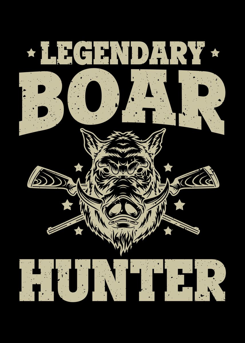 'Vintage Boar Hunting Hog' Poster, picture, metal print, paint by ...