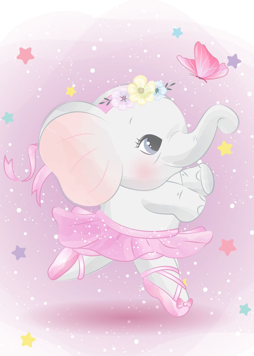 'Elephant dancing ballet' Poster, picture, metal print, paint by ...