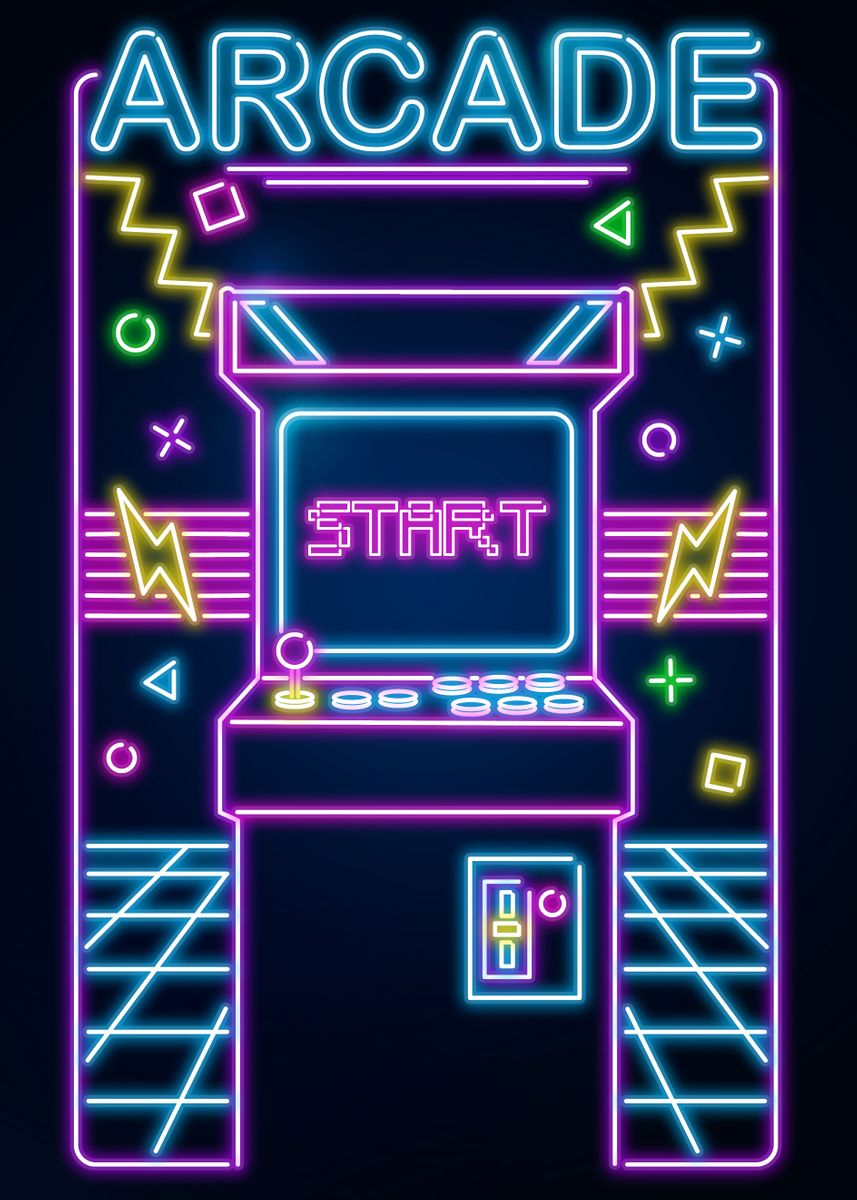'Neon Arcade' Poster, picture, metal print, paint by Donnie | Displate