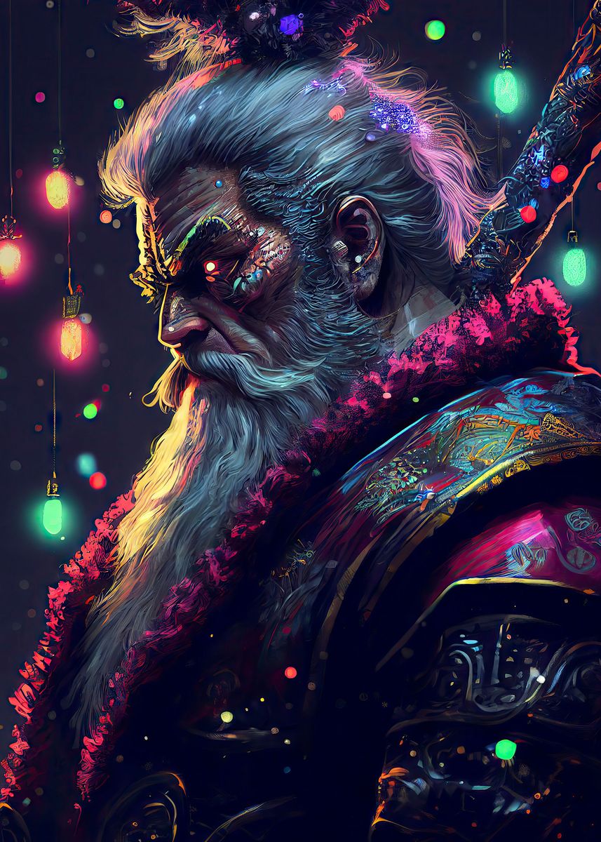 'Cyberpunk Santa' Poster by Stephen Schreck | Displate