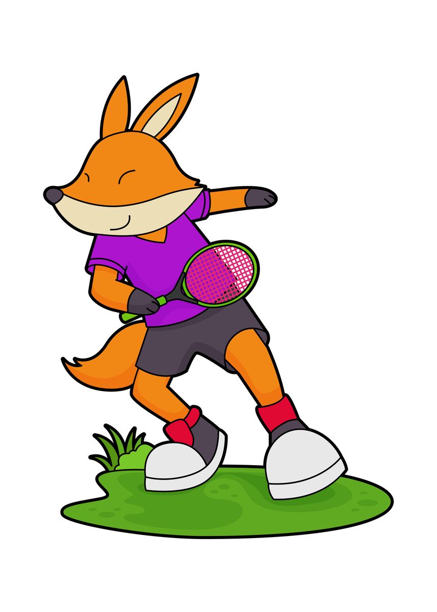 'Fox Tennis Tennis racket' Poster, picture, metal print, paint by ...