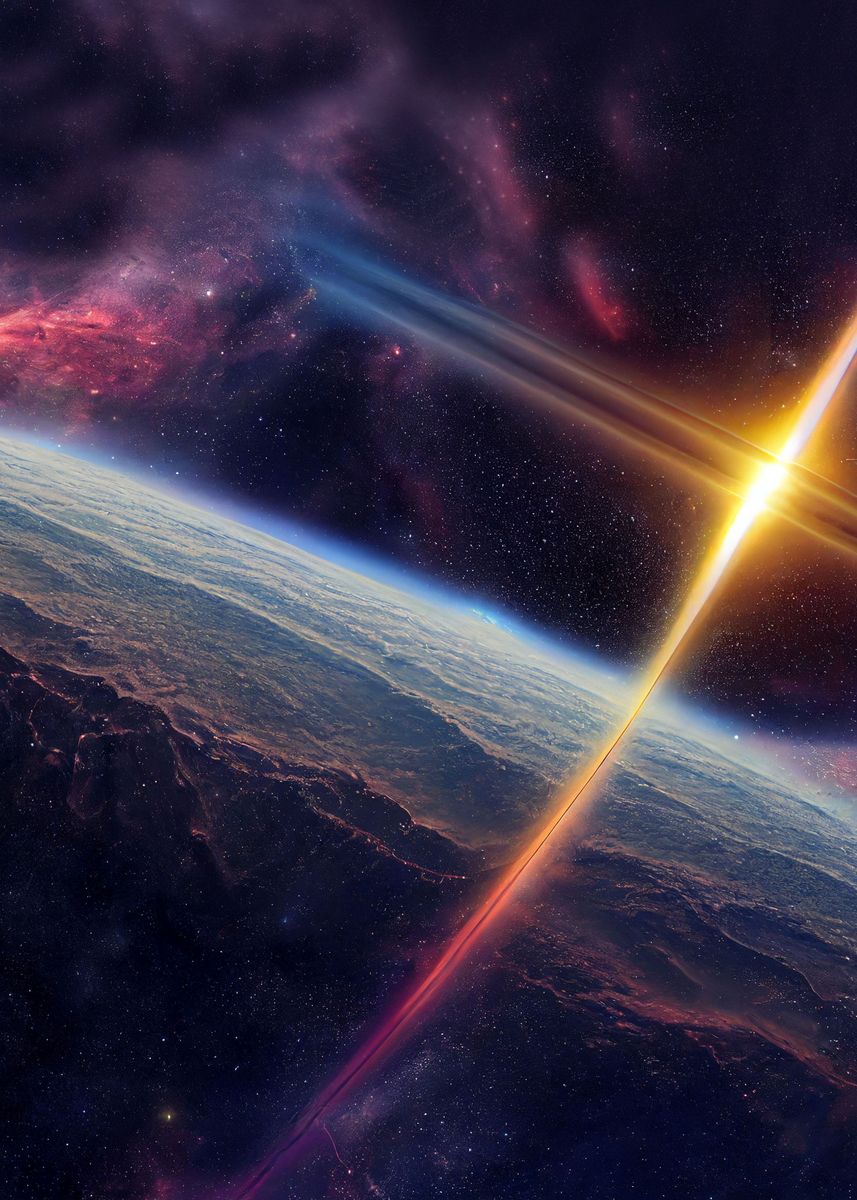 'Space with light effects' Poster, picture, metal print, paint by ...