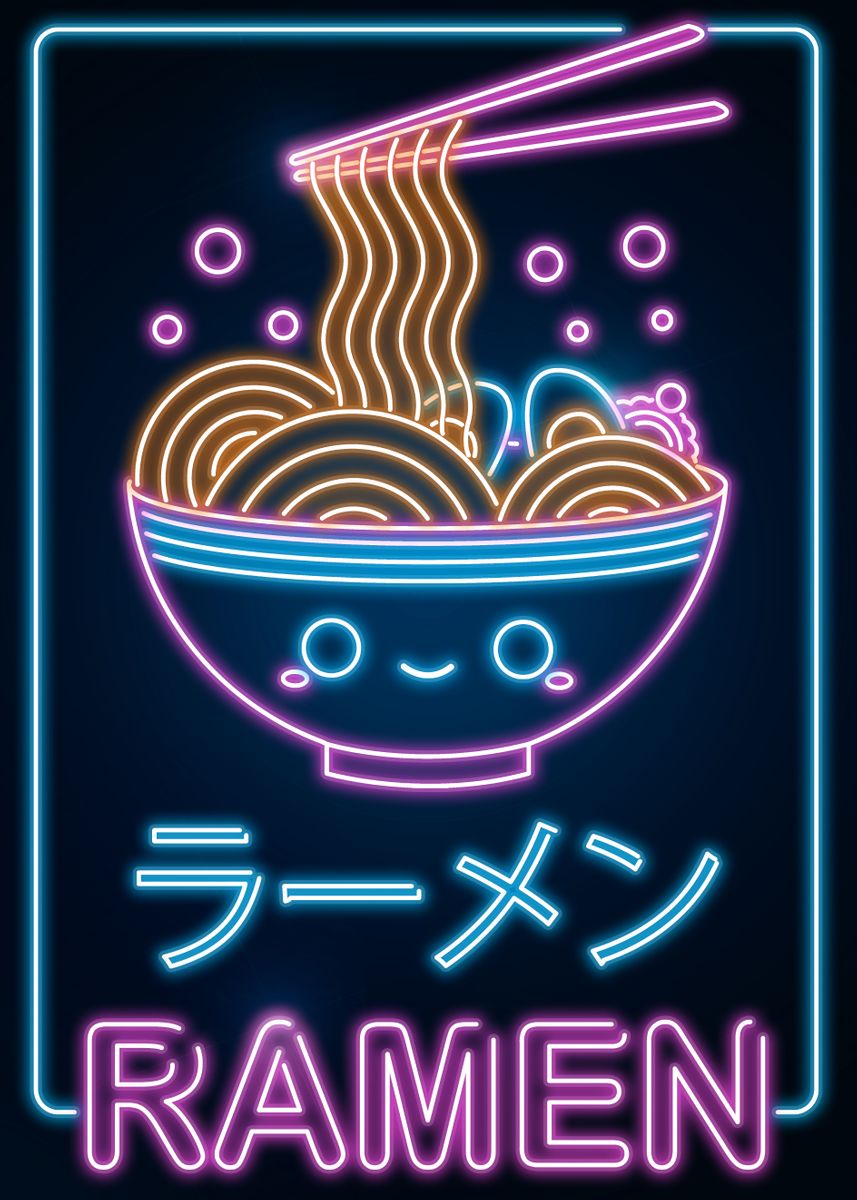 'Retro Ramen' Poster, picture, metal print, paint by Donnie | Displate
