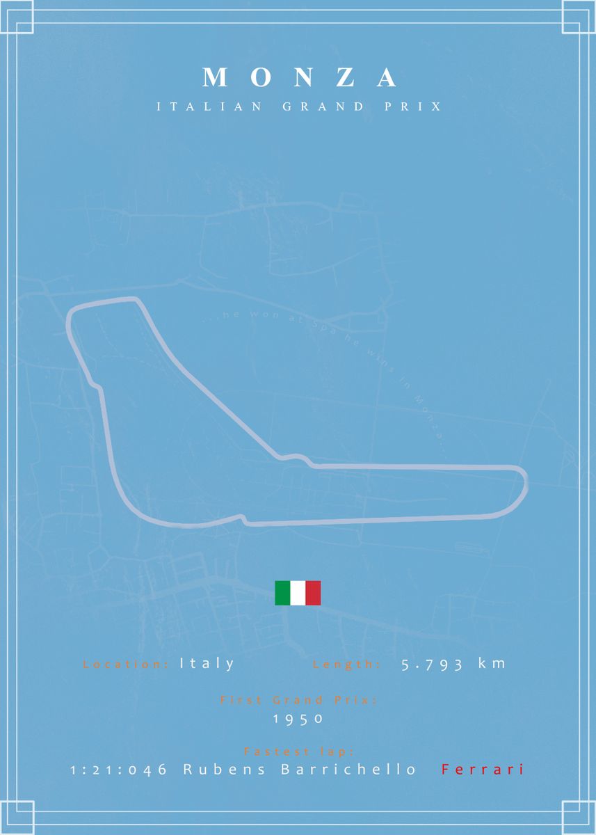 'Monza Formula 1 Track' Poster, picture, metal print, paint by Vineet ...