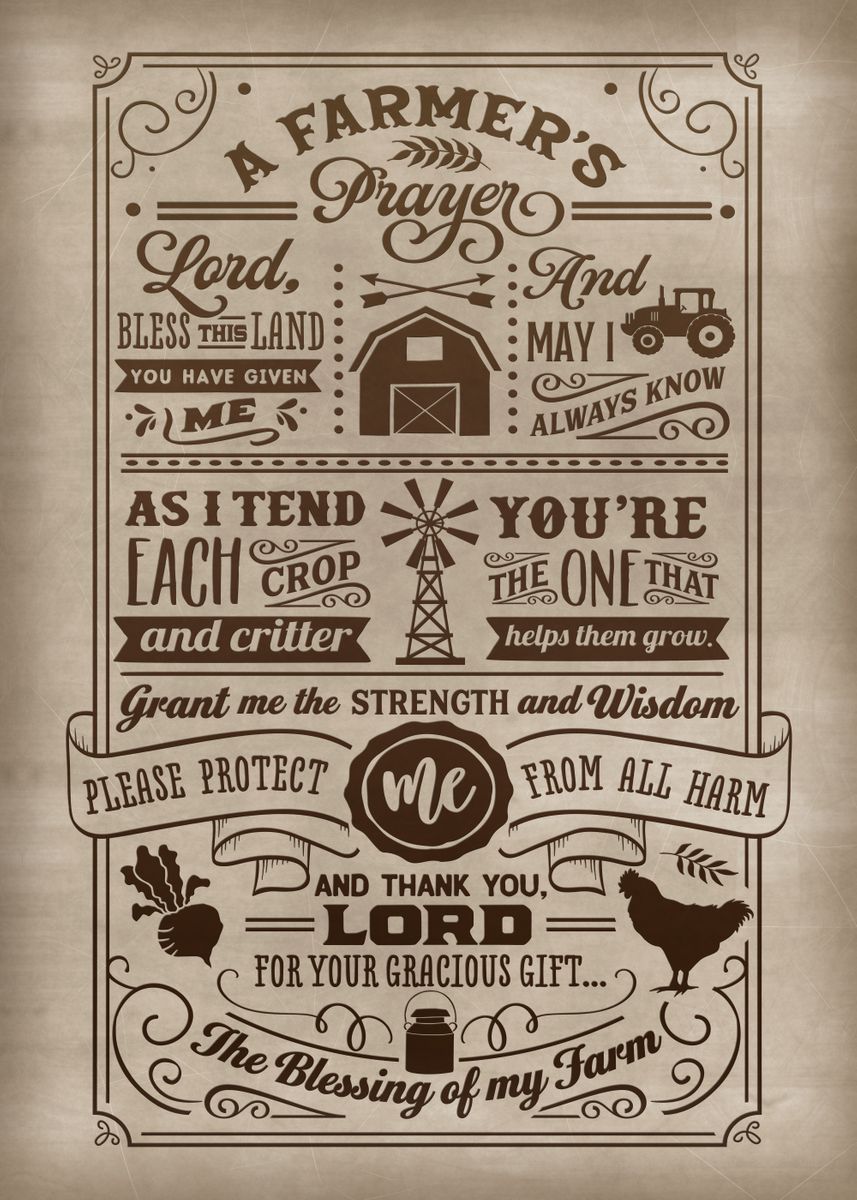 'A farmer prayer' Poster, picture, metal print, paint by XandYart | Displate