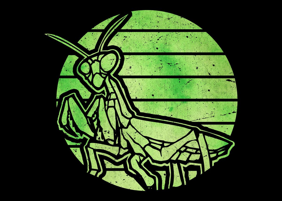 'Retro Praying Mantis' Poster by professionaldesigns | Displate