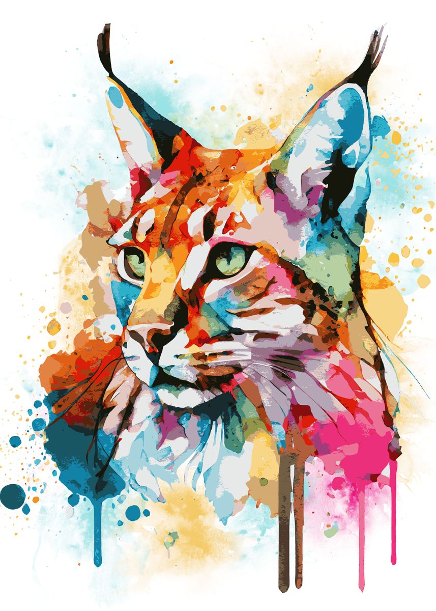 'Watercolor Bobcat Painting' Poster, picture, metal print, paint by ...