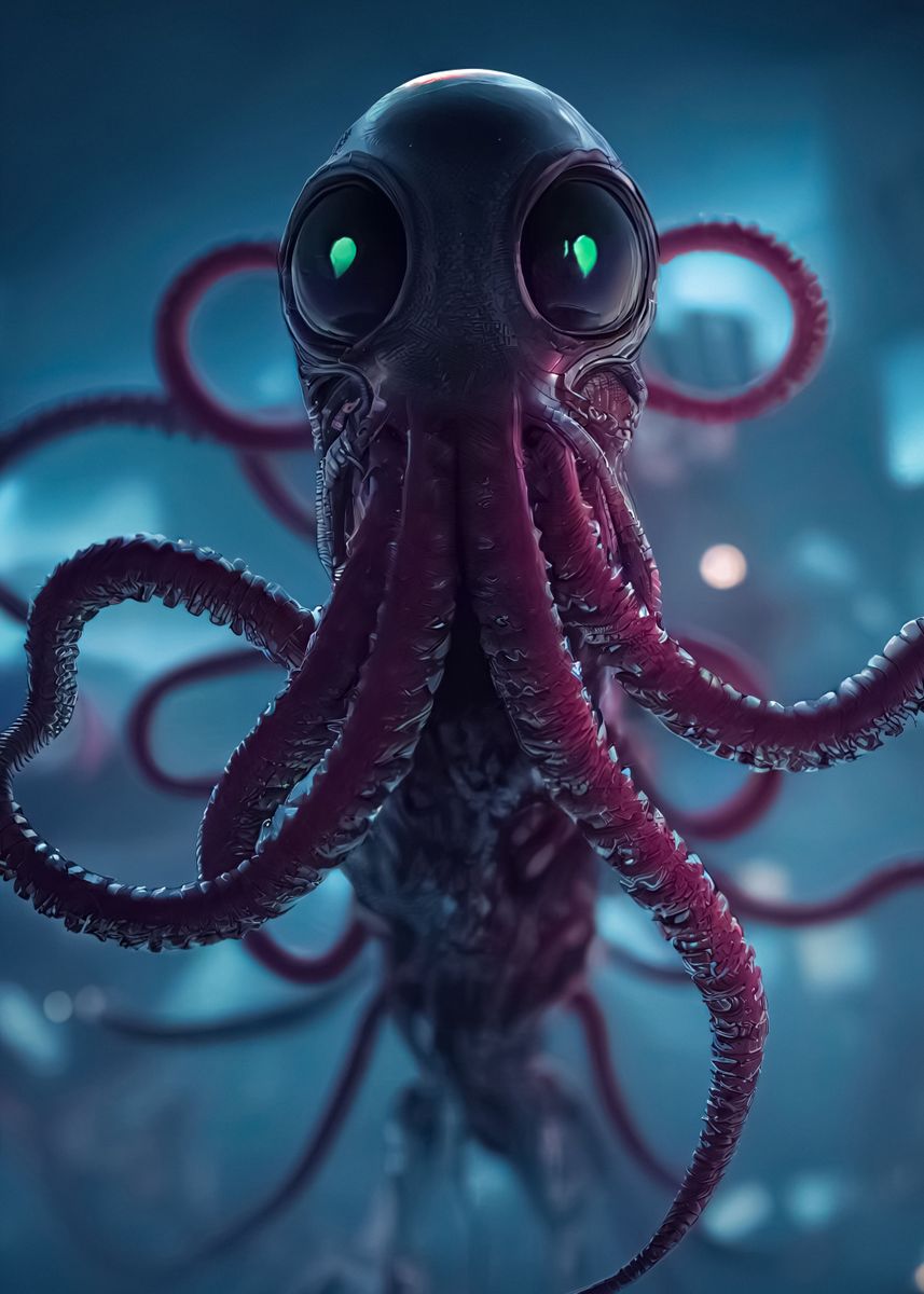 'Alien OCtopus' Poster, picture, metal print, paint by PosterSuite ...