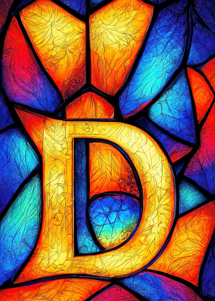 'Stained Glass Letter D' Poster, picture, metal print, paint by Chris ...