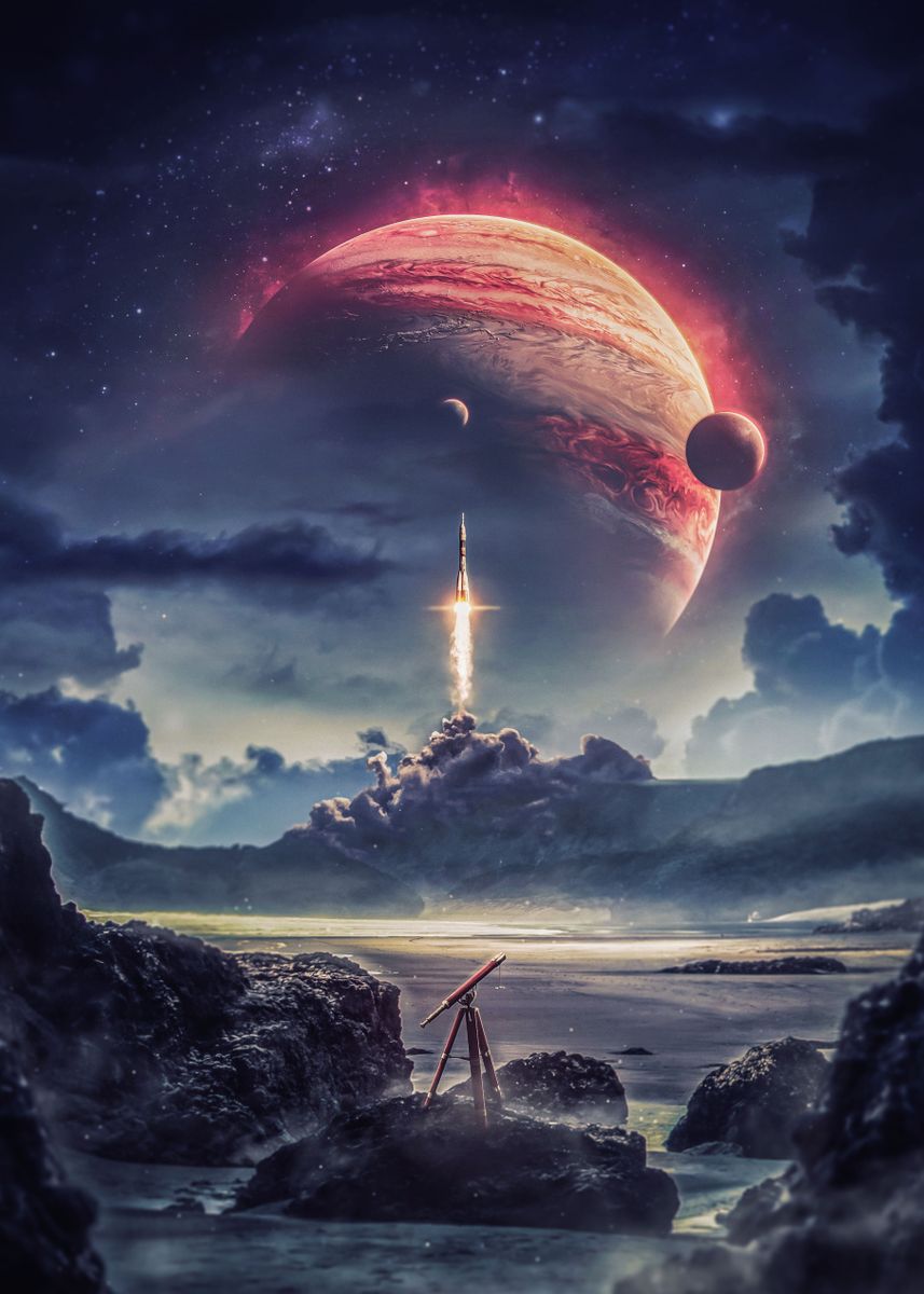 'Rocket launching 1' Poster, picture, metal print, paint by sb editing ...