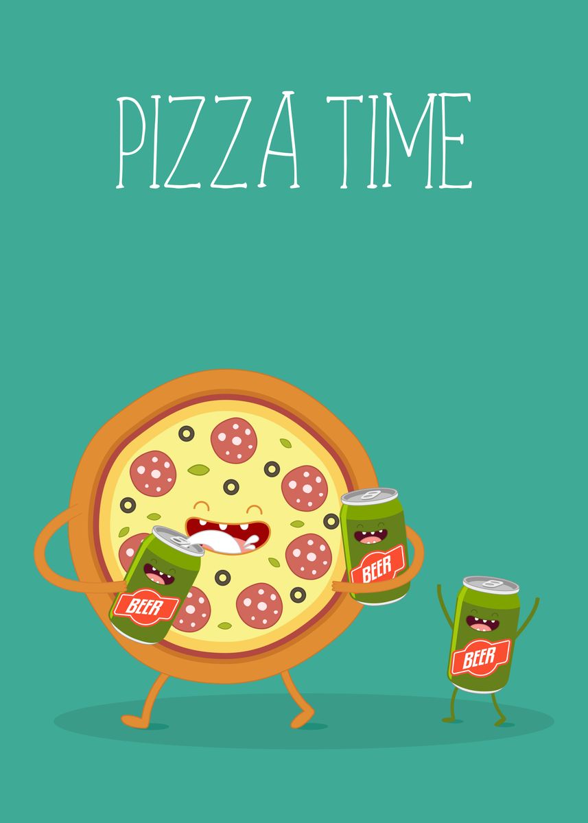 'Pizza Time' Poster, picture, metal print, paint by dkDesign | Displate