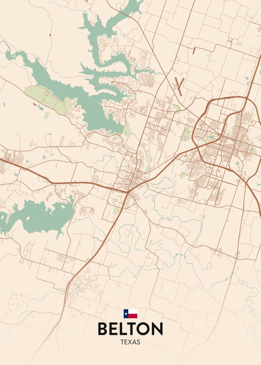 'Belton TX' Poster, picture, metal print, paint by IMR Designs | Displate