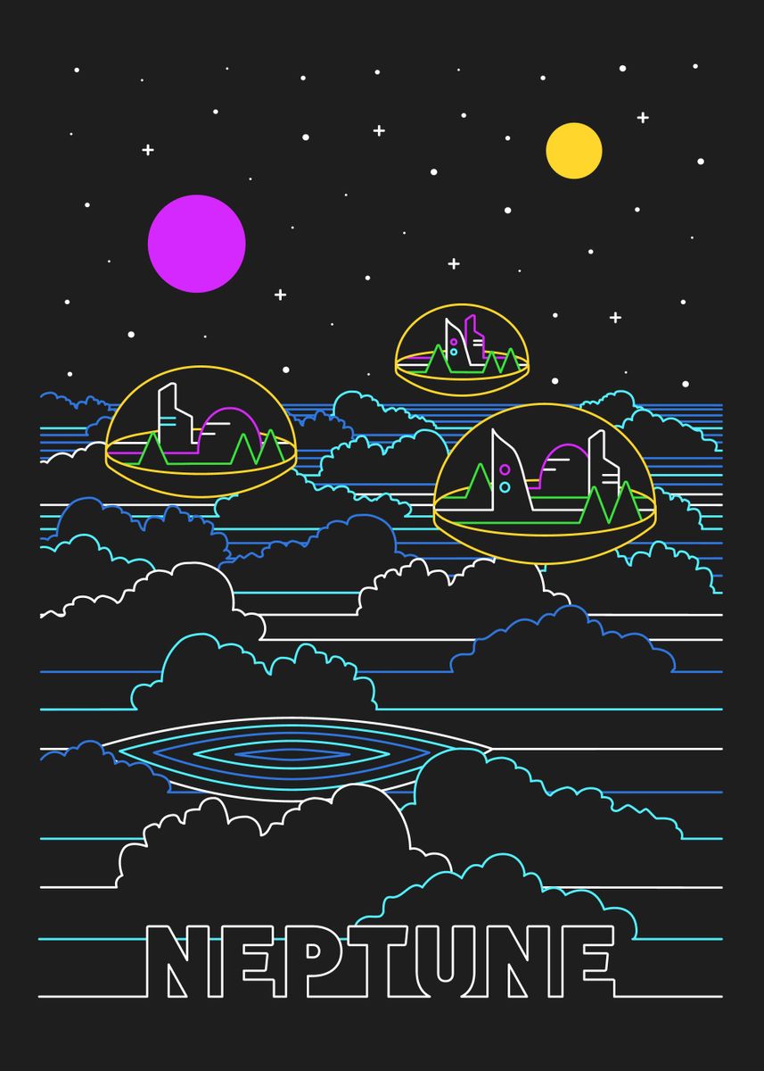 'Arcade Neptune Space Art' Poster, picture, metal print, paint by ...