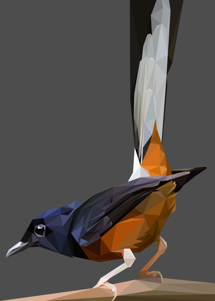 'Murai Bird Lowpoly' Poster, picture, metal print, paint by YOGA ART15 ...