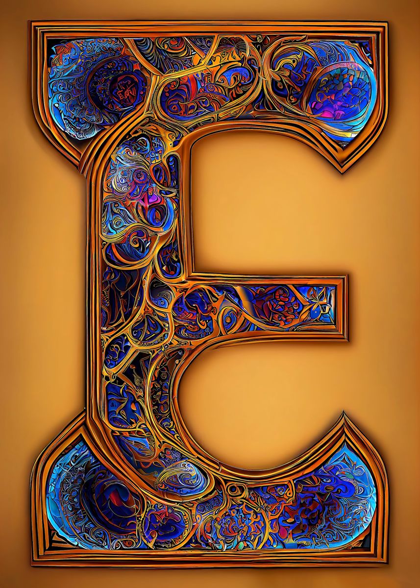 'Stained Glass Letter E' Poster, picture, metal print, paint by Chris ...