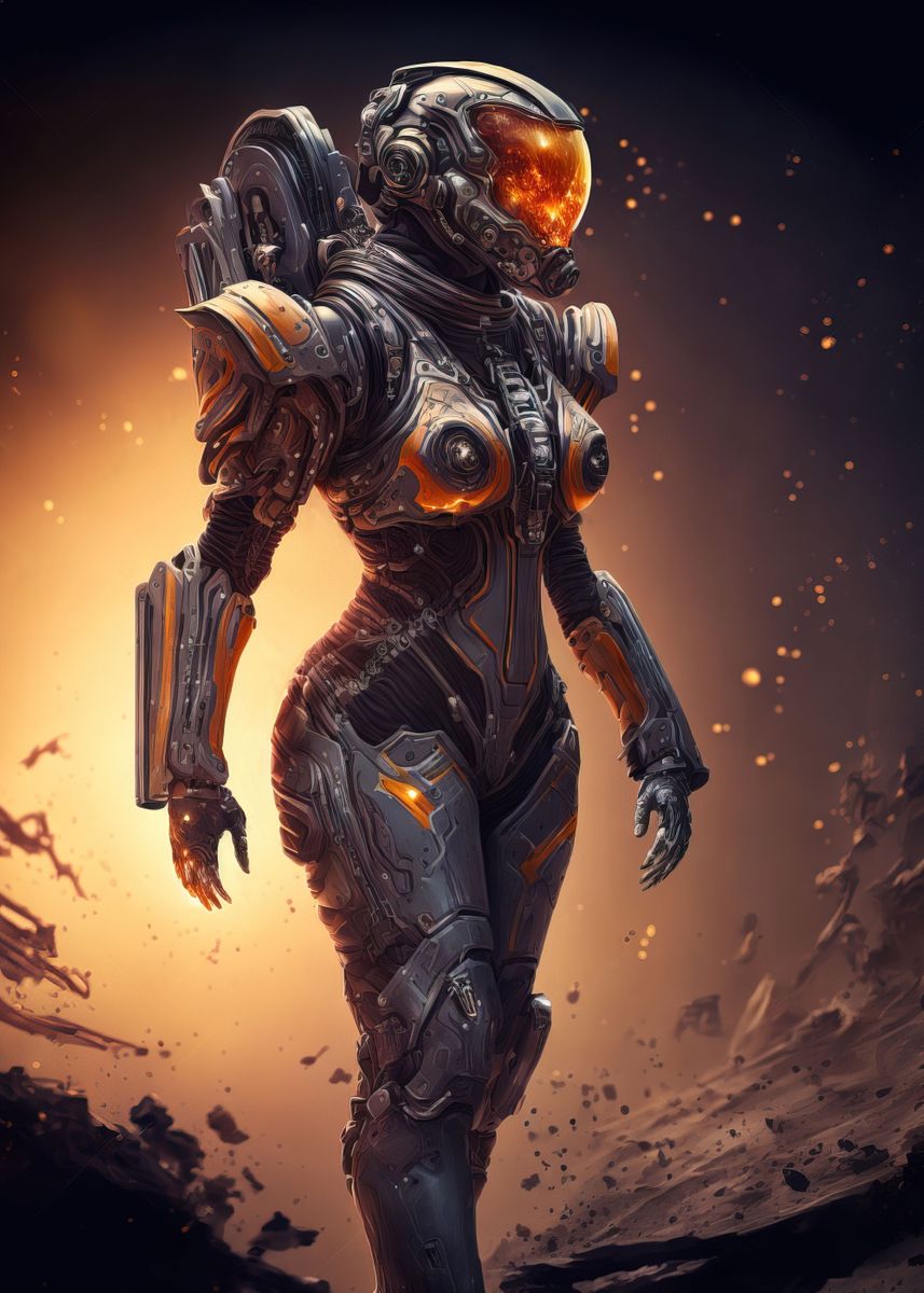 'Mars Astronaut Cyborg' Poster, picture, metal print, paint by PosterSuite | Displate