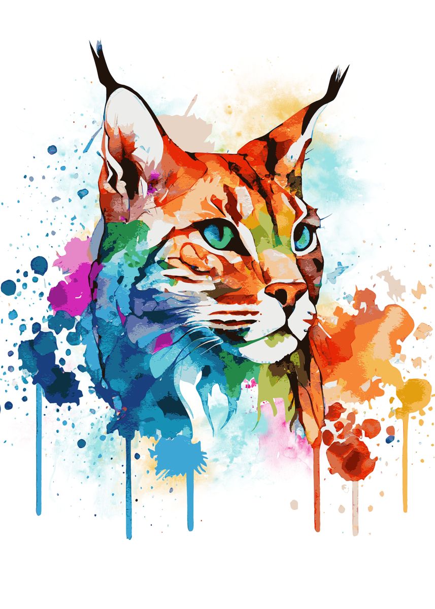 'Abstract Bobcat Painting' Poster, picture, metal print, paint by ...