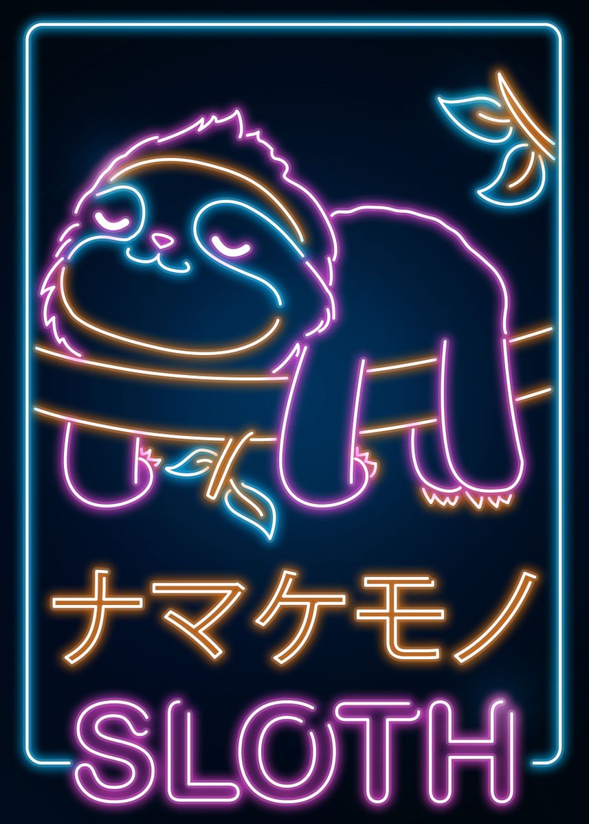 'Retro Sloth' Poster, picture, metal print, paint by Donnie | Displate