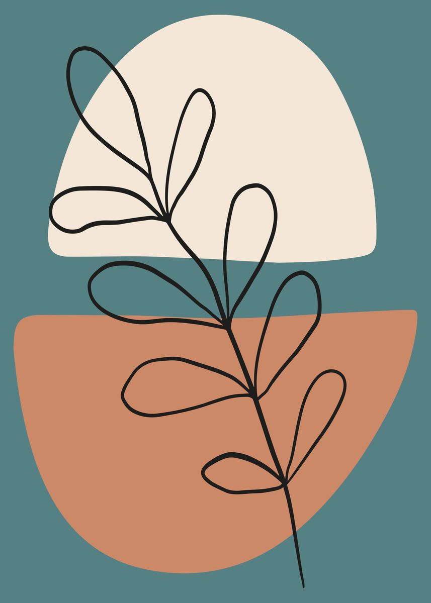 'Abstract Boho Shapes leaf' Poster, picture, metal print, paint by ...