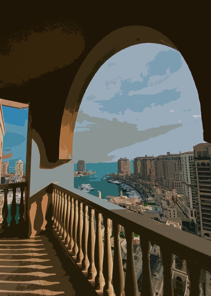 'Qatar city view' Poster, picture, metal print, paint by metalbg | Displate