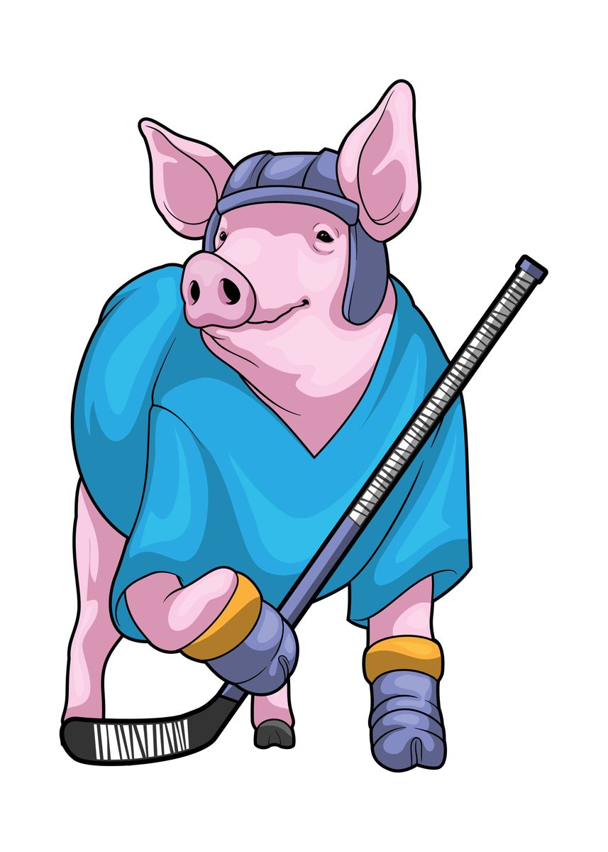 'Pig Ice hockey Sports' Poster, picture, metal print, paint by Markus ...