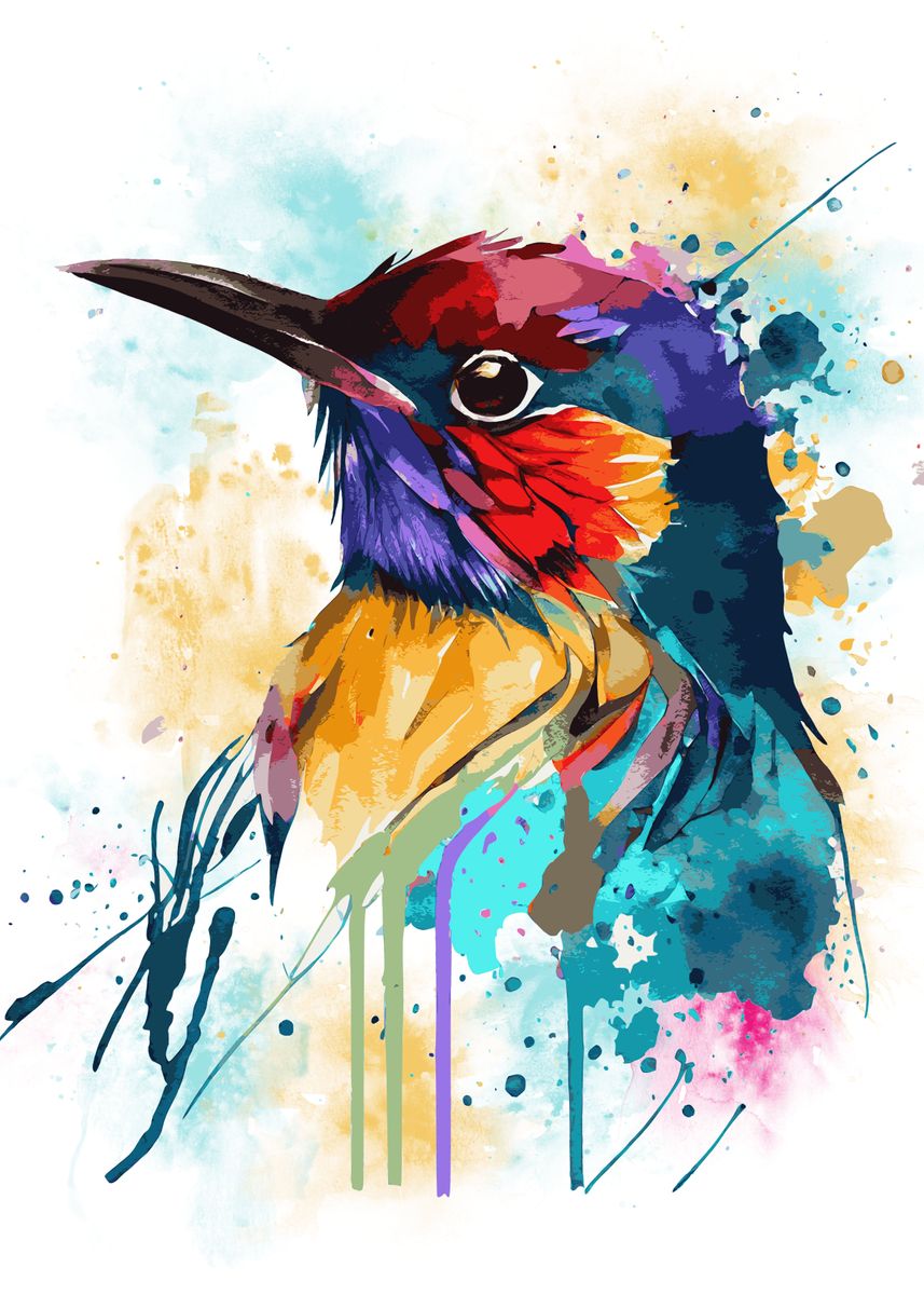 'Watercolor Bird Birding' Poster, picture, metal print, paint by ...