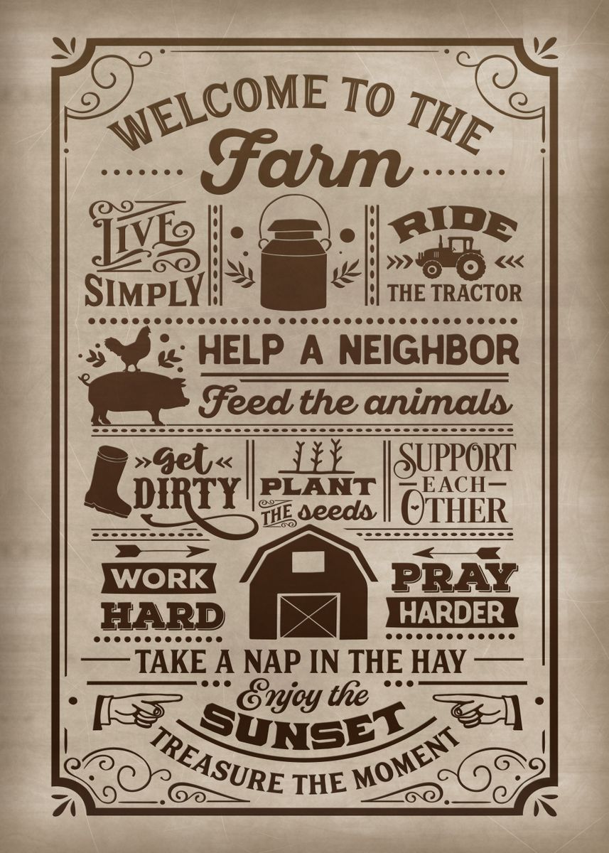 'Welcome to the farm' Poster, picture, metal print, paint by XandYart ...