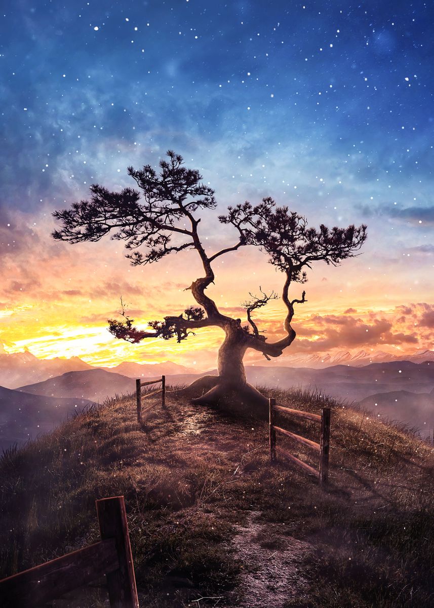 'Peaceful hill' Poster, picture, metal print, paint by sb editing ...