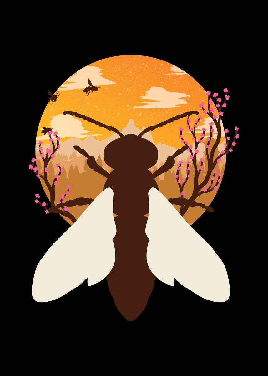 'Bee minimal landscape' Poster, picture, metal print, paint by Jackson ...