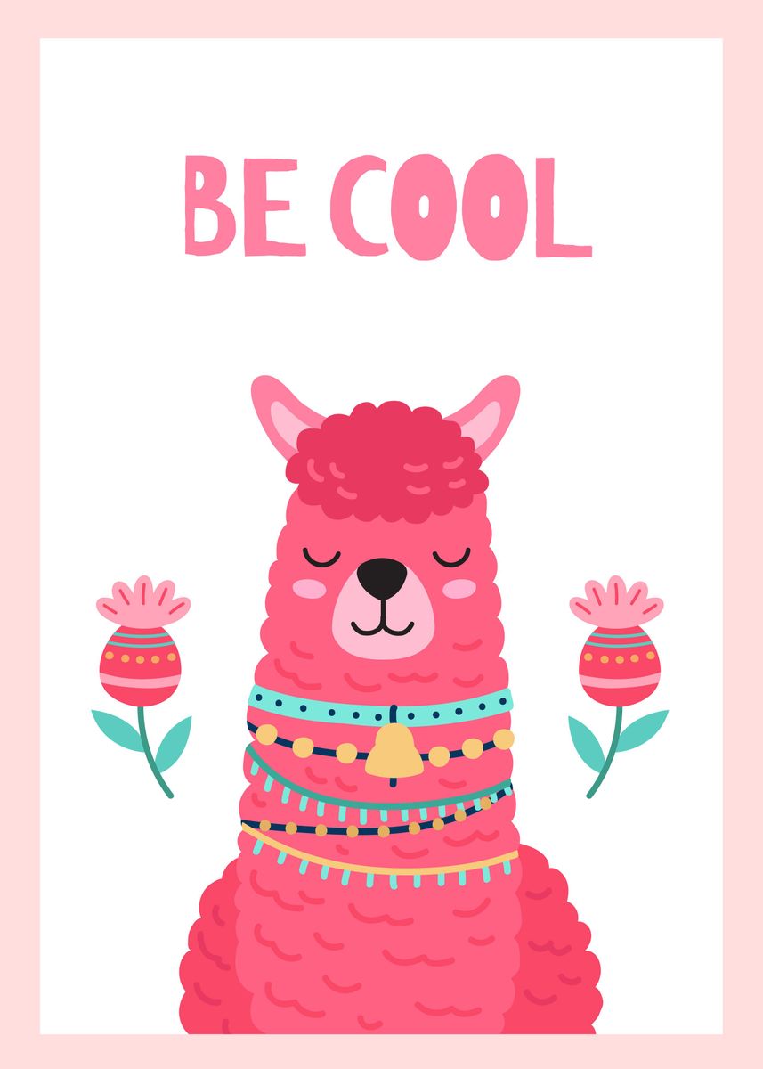 ' Cute Llama Minimalist' Poster, picture, metal print, paint by Nguyen ...